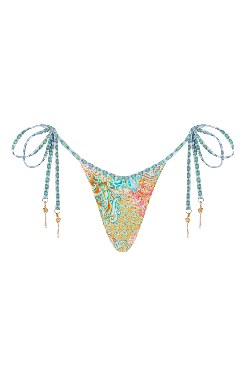 Malaga Minimal High Cut Side Tie Bikini Bottoms in Zephyrus Bydee USA