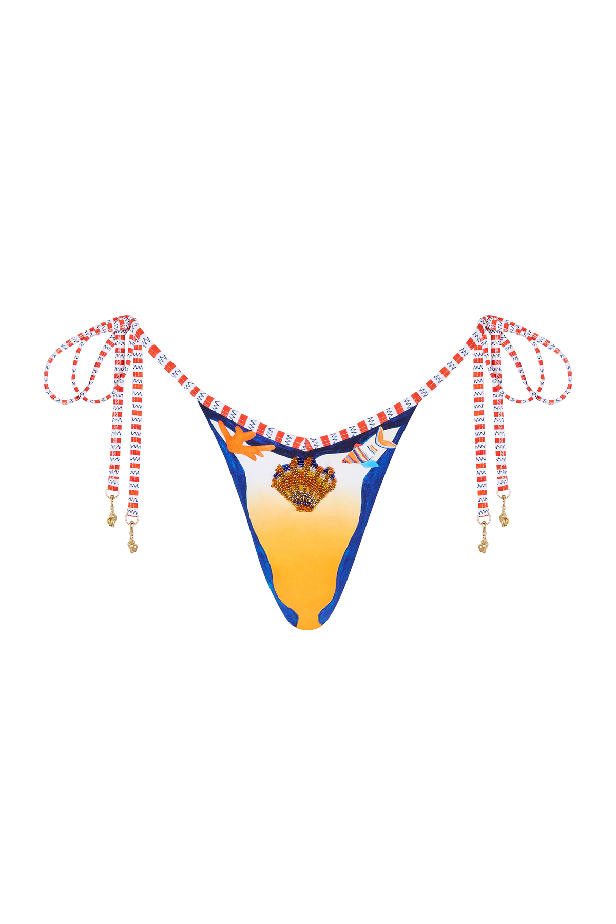 Malaga Minimal High Cut Side Tie Bikini Bottoms in Thalassa Bydee USA